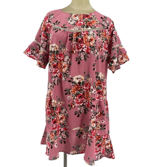 Umgee | Dresses | Umgee Boho Gypsy Floral Shift Cottage Core Dress Pink ...